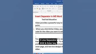 Insert Separator in #microsoft #word #msword #computer #education # ...