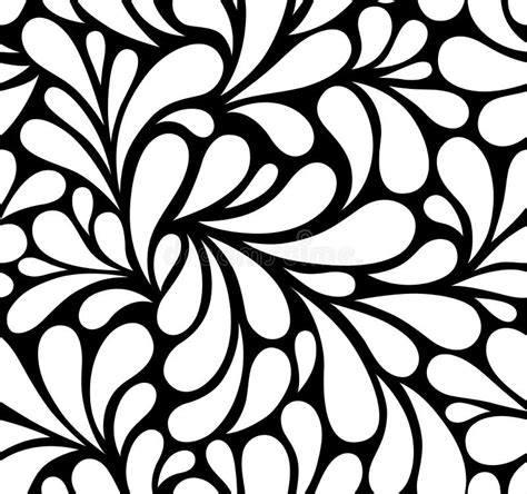 Vector Seamless Black And White Pattern With Drops Monochrome Abstract Floral Background Stock