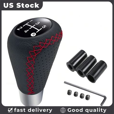 5 Speed Shift Knobs Black Shifter Stick Handle Leather Gear Lever