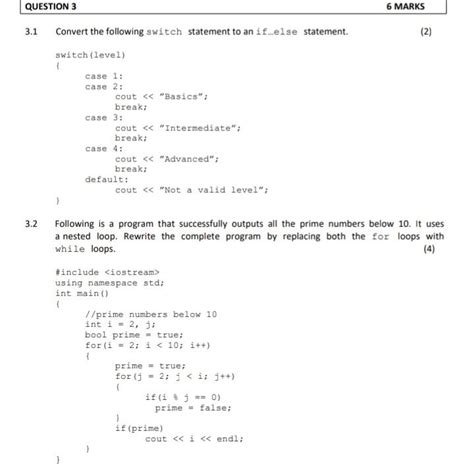solved question 3 6 marks 3 1 convert the following switch