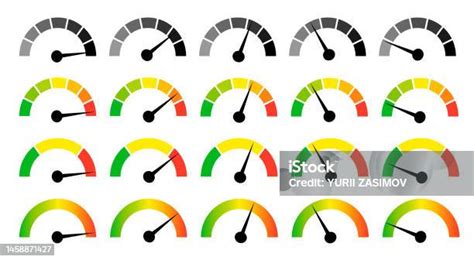 속도계 게이지 미터 아이콘입니다 벡터 스케일 성능 수준 속도 표시기 위험 게이지 점수 진행 상황에 대한 인포그래픽 신용점수에 대한 스톡 벡터 아트 및 기타 이미지 Istock