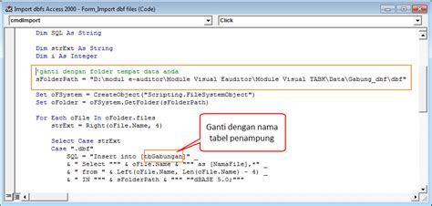 Menggabungkan Semua File Dbaseexcel Dalam Satu Folder Ke Access E