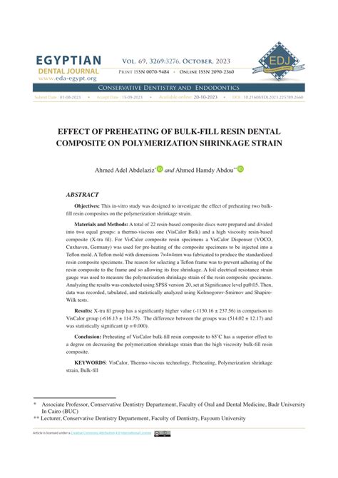 Pdf Effect Of Preheating Of Bulk Fill Resin Dental Composite On