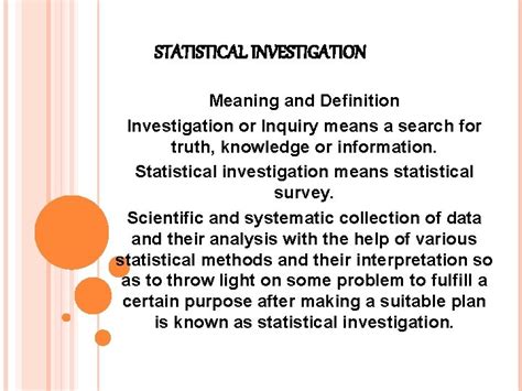 Statistical Investigation Meaning And Definition Investigation Or Inquiry