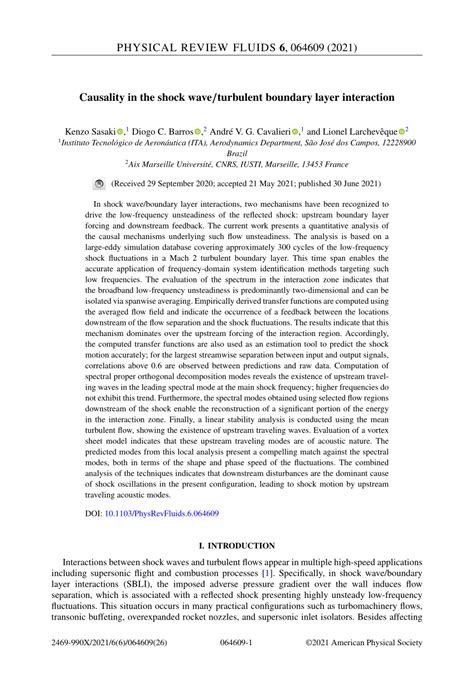 Pdf Causality In The Shock Wave Turbulent Boundary Layer Interaction