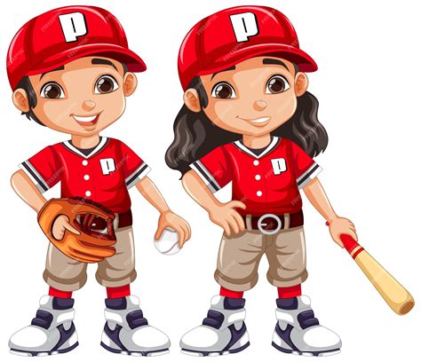 Personaje De Dibujos Animados De Jugador De Béisbol Vector Premium