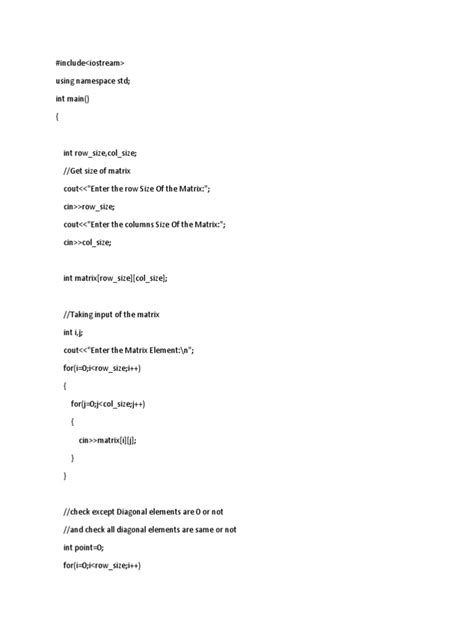 Diagonal Matrix Program Check Pdf