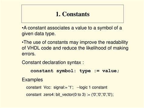 ppt 第 7 章 vhdl objects constants variables and signals powerpoint presentation id 4244515