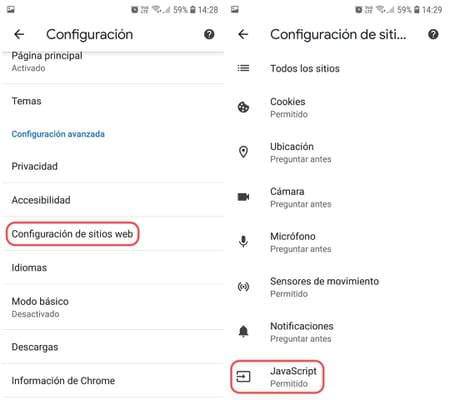 JavaScript en Chrome cómo activarlo o desactivarlo