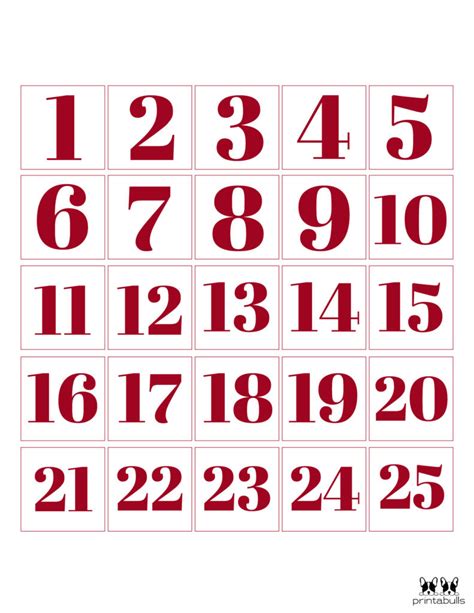 Christmas Numbers 1 25 Printable All Free Printables