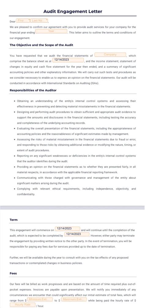 Audit Engagement Letter Pdf Template Jotform