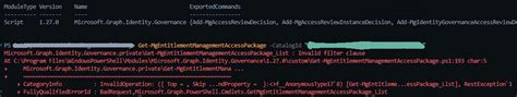 get mgentitlementmanagementaccesspackage issue beta 1 27 · issue