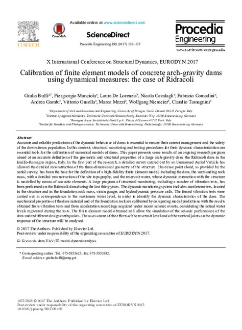 pdf calibration of finite element models of concrete arch gravity