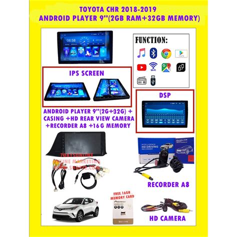 Toyota Chr 2018 2019 9 Android Player 32gb 2ram Casing Hd Rear