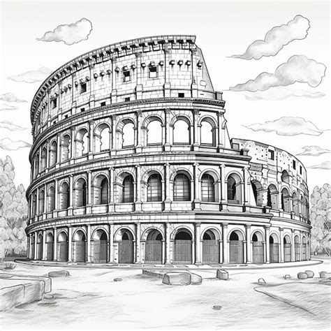 Premium Photo A Drawing Of A Roman Structure With A Drawing Of A