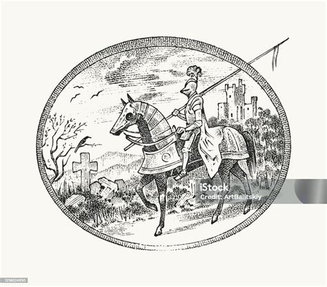 말을 타고 중세 무장 기사 역사적인 고대 군사 캐릭터입니다 칼과 방패를 가진 왕자 고대 전투기 빈티지 벡터 스케치 손으로 그린