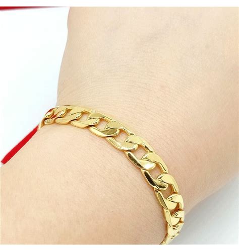 18k Gold Plated 골드 금 팔찌 체인 패션 인기 선물 쥬얼리 고급 급착 도금 합금 부모 트랜드 티몬