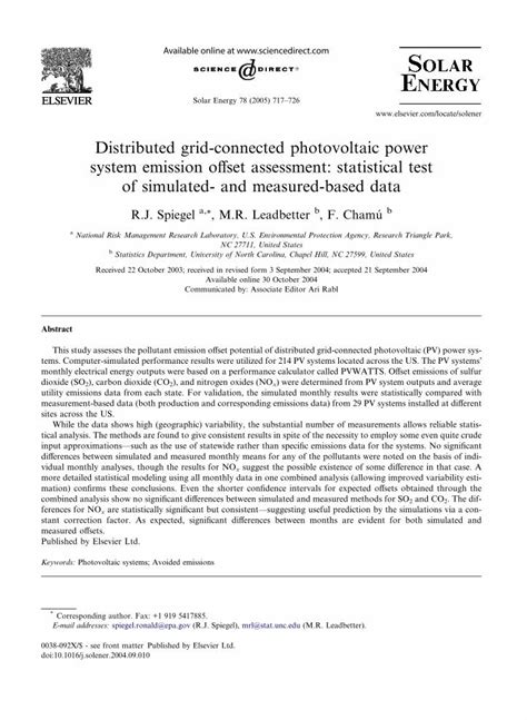 Pdf Distributed Grid Connected Photovoltaic Power System Emission