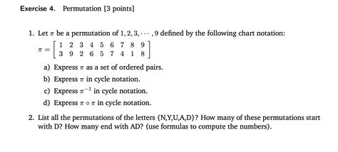 Solved 1 Let π Be A Permutation Of 123⋯9 Defined By The