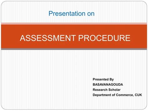 Assessment Procedure 1 Ppt