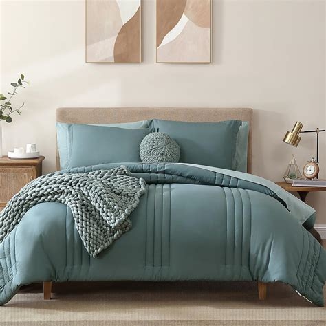 Monbix Oversized King Size Comforter Set 7 Pieces Blue