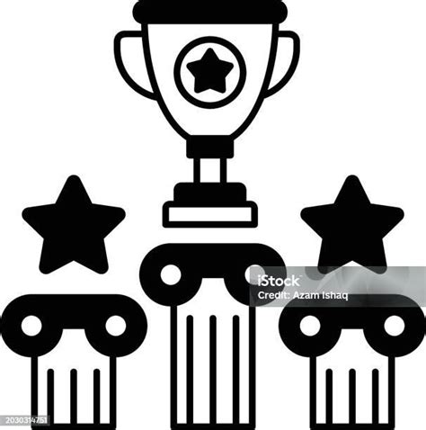 3 상 컵 벡터 디자인 직장에서 자기 개선 상징 비즈니스 동기 부여 기호 목표 지향적 행동 스톡 일러스트 다채로운 연단 개념에 서 있는 황금 트로피 Championship에