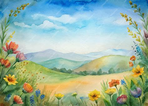 Premium Vector A Beautiful Wildflower Watercolor Background