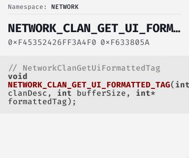 NetworkClanGetUiFormattedTag FiveM Natives Cfx Re Docs
