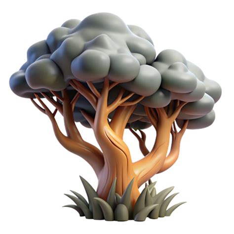 Stylized 3d Tree Model Cartoonish Foliage And Trunk 56597288 Png