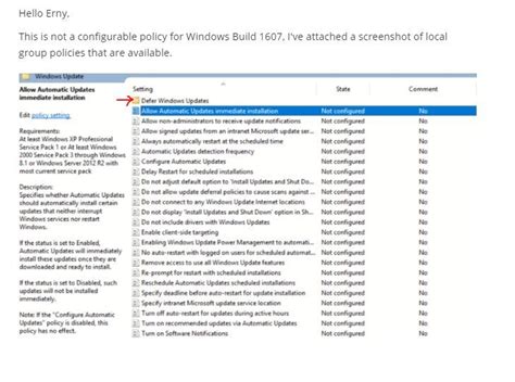 Wsus Group Policy Urgent Help Needed To Stop Feature Updates 6 By Stevenhern Windows