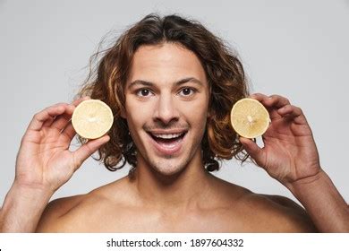 Joyful Shirtless Guy Smiling While Posing Stock Photo Shutterstock