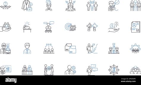 Managers Line Icons Collection Authority Leadership Responsibility