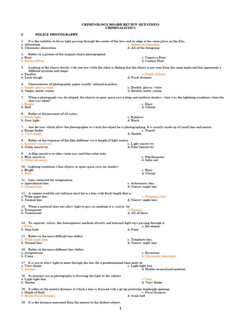 Criminology Board Review Questions Pdf Fingerprint Camera