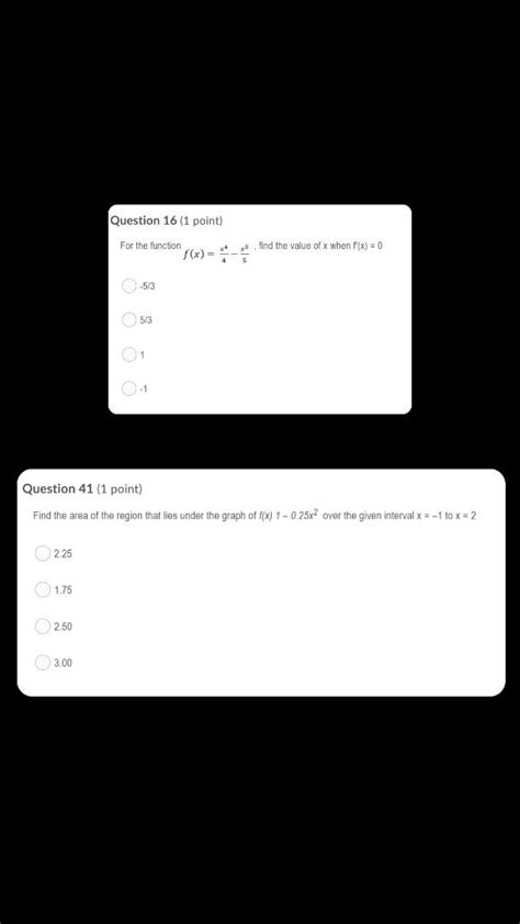 Solved Question 16 1 Point For The Function Find The Value