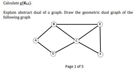 Solved Calculate Gkl2 Explain Abstract Dual Of A Graph