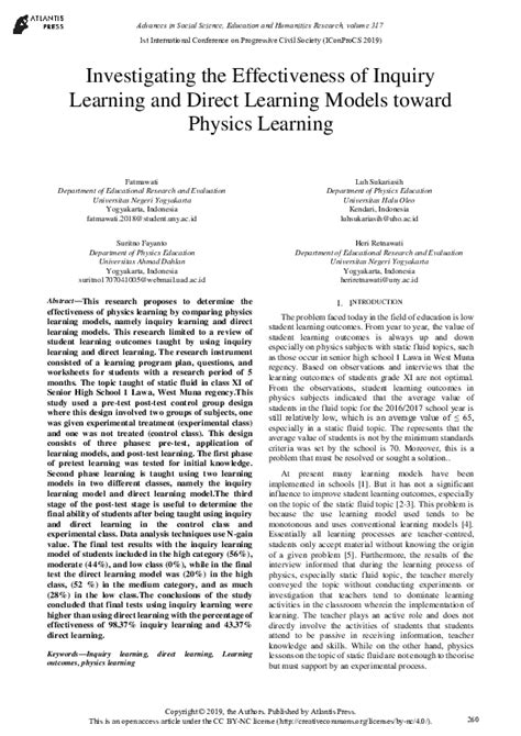 Pdf Investigating The Effectiveness Of Inquiry Learning And Direct