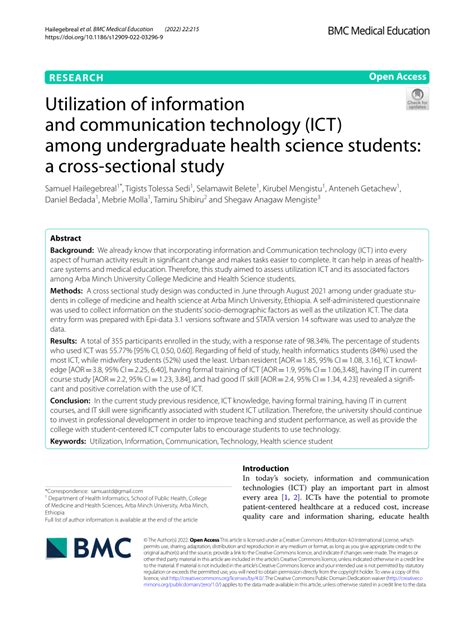 Pdf Utilization Of Information And Communication Technology Ict Among Undergraduate Health
