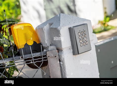 Automatic Gate Opening System And Intercom Access Stock Photo Alamy