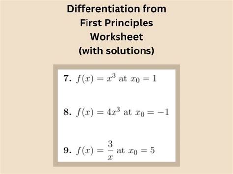 Differentiation from First Principles Worksheet (with solutions) | Teaching Resources
