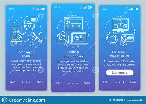 Online Customer Support Onboarding Mobile App Page Screen Vector