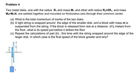 SOLVED Problem Two Metal Disks One With The Radius R And Mass M And Other With Radius Rz