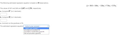 solved the following estimated regression equation is based