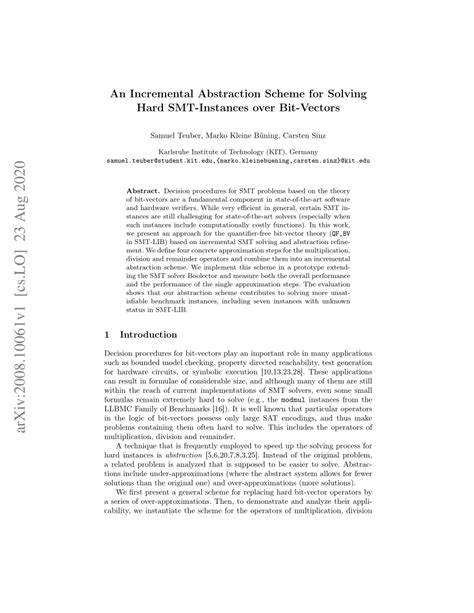 pdf an incremental abstraction scheme for solving hard smt instances