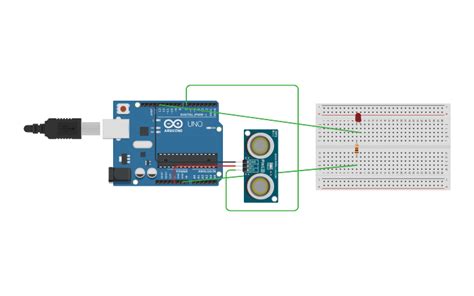 Circuit Design Ultrasonic Sensor Tinkercad