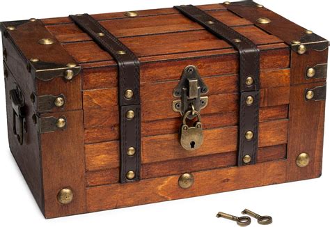 Happenings Wooden Treasure Chest Box With Tray Lockable