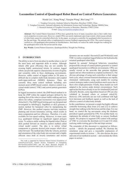 pdf locomotion control of quadruped robot based on central pattern