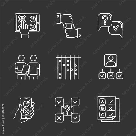 Survey Chalk Icons Set Choose Satisfaction Level Online Feedback