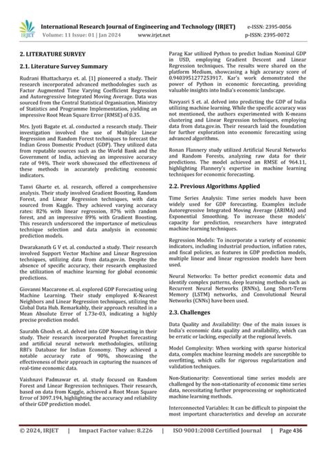 Forecasting Of Indias Gdp Using Various Regression Algorithms Pdf