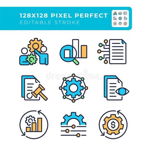 Workflow Management Rgb Pixel Perfect Color Icons Set Stock Illustration Illustration Of