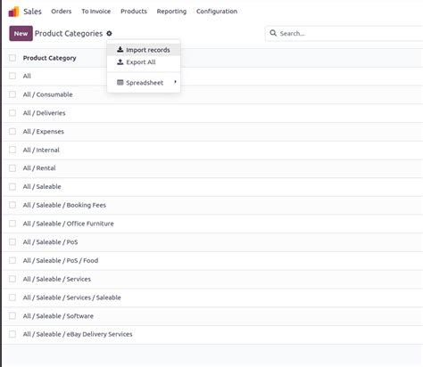 how to import products and product categories in odoo 17